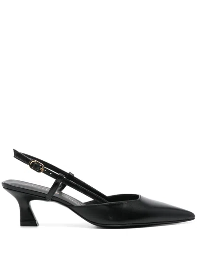 Stuart Weitzman Omens Vinnie 50 Leather Slingback Courts Blac In Black ...