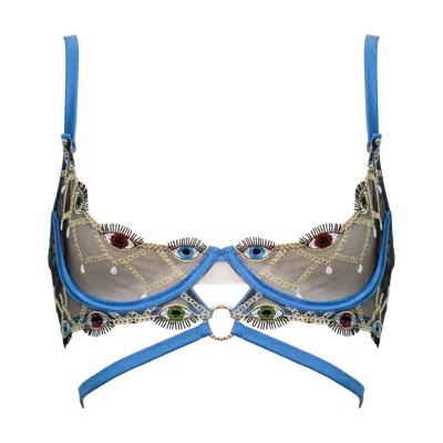 Studio Pia Women's Black / Blue Leonora Harness Quarter Cup Bra In ...