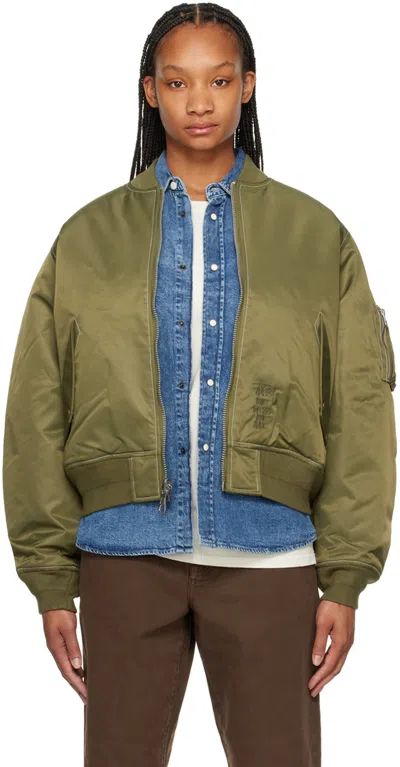 Stussy Khaki Built Reversible Bomber Jacket In Olive | ModeSens
