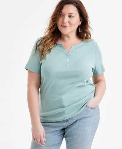 Style & Co Plus Size Short-sleeve Henley Top, Exclusively At Macy's In ...
