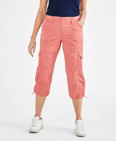 Style & Co Women's Cargo Capri Pants, Created For Macy's In Sea Coral ...