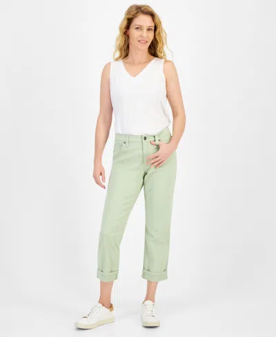 Style & Co Petite Curvy-fit Mid Rise Cuffed Capri Jeans, Created For ...