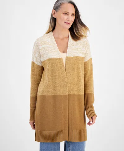 Style & Co Women's Open-front Colorblocked Cardigan, Created For Macy's ...