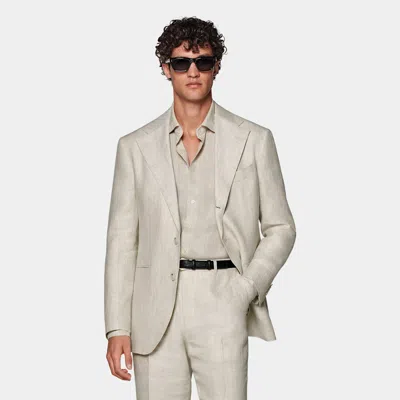 Suitsupply Sand Herringbone Relaxed Fit Roma Suit In Neutral | ModeSens