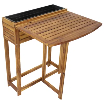 Sunnydaze Acacia Wood Folding Table With Planter Box - 30.5" H | ModeSens