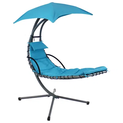 Sunnydaze Outdoor Hanging Chaise Floating Lounge Chair With Canopy ...