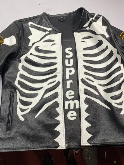 Pre-owned Supreme Men X Vanson Leather Jacket Skeleton Bone Riders Jacket Black All Sizes | ModeSens
