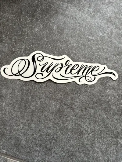 Pre-owned Supreme Old Style Tattoo Script Cursive Logo Sticker In Black ...