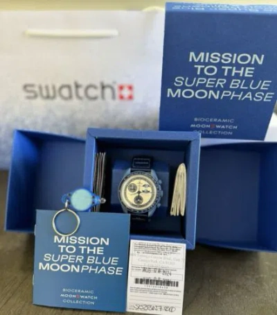 Pre-owned Swatch Omega X Mission To The Moon Super Blue Moon Watch ...