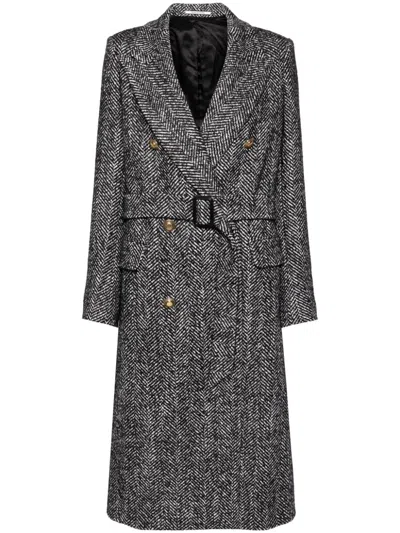 Tagliatore Double-breasted Herringbone Coat In Multicolor | ModeSens