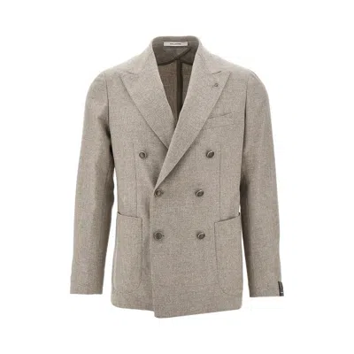 Tagliatore L And Cashmere Double-breasted Blazer In Grey | ModeSens