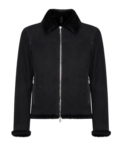 Tagliatore Long-sleeved Leather Jacket In Black | ModeSens