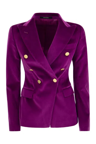 Tagliatore Alicya - Double-breasted Velvet Blazer In Purple | ModeSens