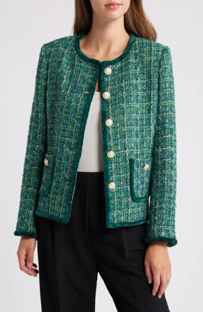 Tahari Asl Women's Boucle Round-neck Jacket In Green | ModeSens