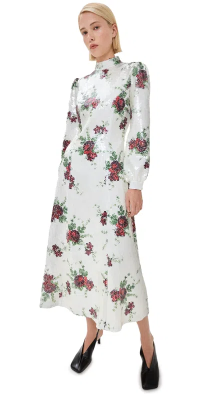 Tanner Fletcher Patsy Sequin Floral Midi Dress Red Floral | ModeSens