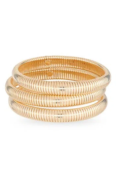 Tasha Set Of 3 Cobra Bangle Bracelets In Gold | ModeSens