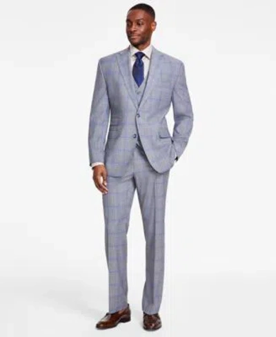 Tayion Collection Mens Classic Fit Plaid Vested Suit Separates In Grey ...