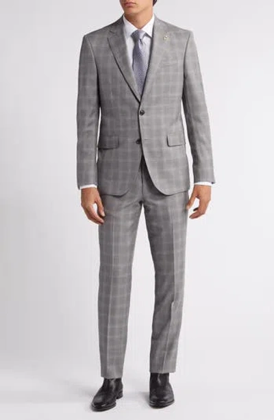 Ted Baker London Jay Slim Fit Plaid Wool Suit In Light Grey | ModeSens