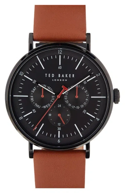 Ted Baker London Timeless Leather Strap Watch, 20mm In Black/ Black ...
