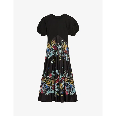 Ted Baker Womens Black Maulina Floral-print Stretch-woven Midi Dress ...