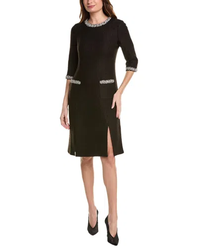 Teri Jon Boucle Crystal-trim Mini Dress In Black | ModeSens