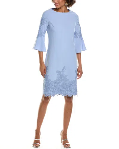 Teri Jon By Rickie Freeman Crepe Bell-sleeve Lace Sheath Dress In Purple | ModeSens