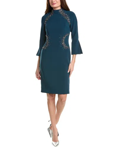 Teri Jon By Rickie Freeman Crepe Mock Neck Sheath Dress In Green | ModeSens