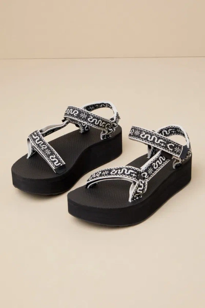 Teva Flatform Universal Sandals In Patterned Black | ModeSens