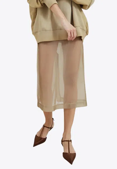 The Frankie Shop Peri Sheer Midi Skirt In Neutral | ModeSens