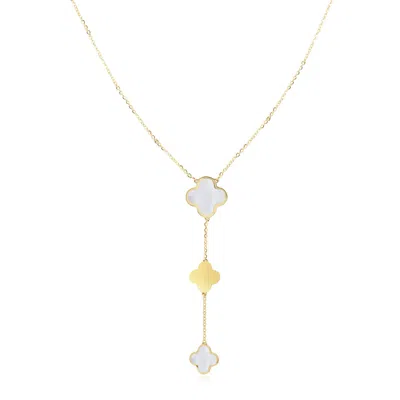 The Lovery Mother Of Pearl Clover Lariat Necklace In Multi | ModeSens