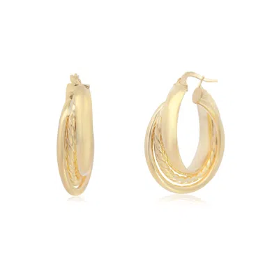 The Lovery Triple Braided Gold Hoops In Multi | ModeSens
