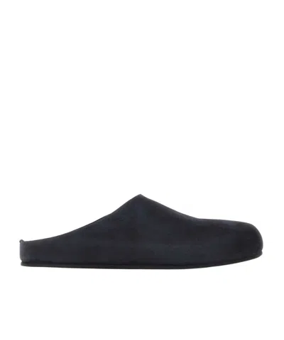 The Row Hugo Suede Slides In Black | ModeSens
