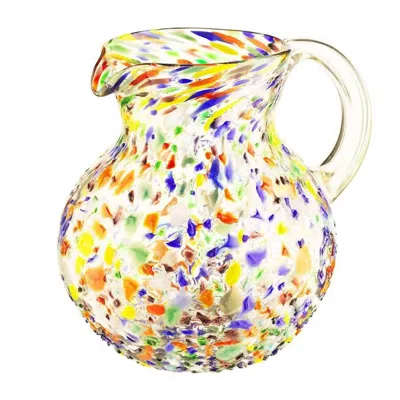 The Wine Savant Hand Blown Mexican Glass Pitcher In Confetti In Multi ...