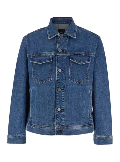 Theory Blue Jacket With Patch Pockets On The Chest | ModeSens