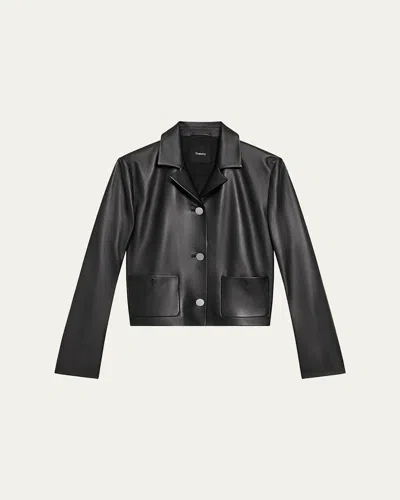 Theory Cropped Leather Jacket