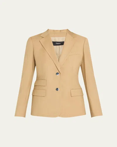 Theory Tailored 2-button Sleek Flannel Blazer In New Cml | ModeSens