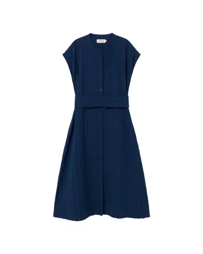 Thinking Mu Women's Blue Seersucker Gretel Midi Dress | ModeSens
