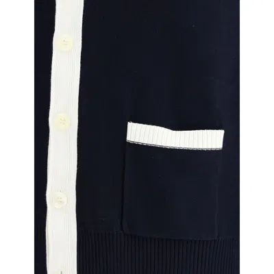 Thom Browne Cardigan With Iconic Stripes In Blue | ModeSens