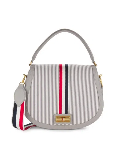 Thom Browne Women's Striped Two Way Satchel In Medium Grey | ModeSens