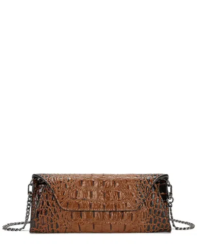 Tiffany & Fred Paris Embossed Leather Clutch In Brown | ModeSens