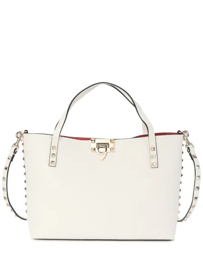Tiffany & Fred Paris Studded Leather Tote In White | ModeSens