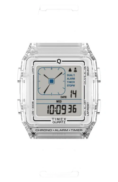 Timex ® Q Digital Lca Chronograph Resin Strap Watch, 35mm In Clear ...