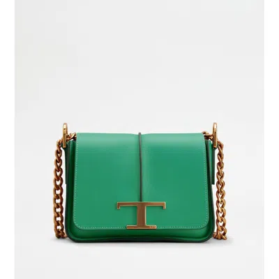 Tod's T Timeless Crossbody Bag In Leather Mini In Green | ModeSens