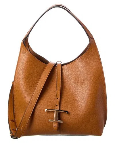 Tod's T Timeless Mini Leather Hobo Bag In Brown | ModeSens