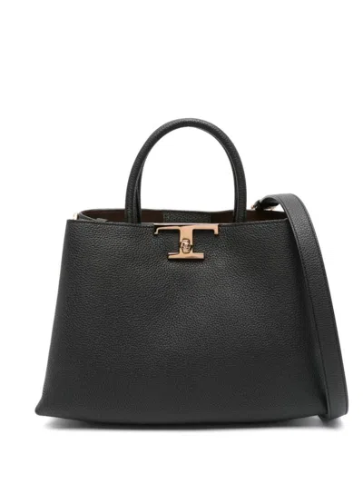 Tod's T Timeless Small Leather Tote Bag In Black | ModeSens