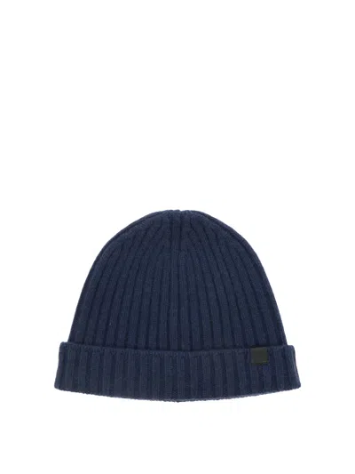 Tom Ford Men's "tf" Ribbed Beanie Hat In Blue | ModeSens