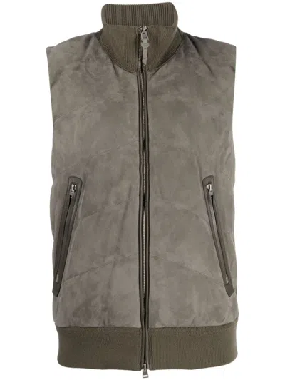 Tom Ford Panelled Suede Quilted Jacket In Green | ModeSens