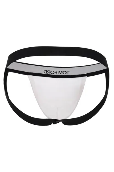 Tom Ford Slip Jockstrap Con Banda Logo In White | ModeSens