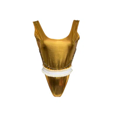 Toma Women's Abba Metallic Gold Bodysuit Party Swim | ModeSens