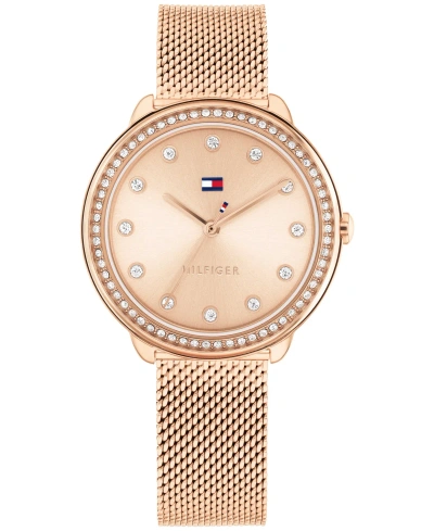 Tommy Hilfiger Women's Quartz Rose Gold-tone Stainless Steel Mesh Watch ...